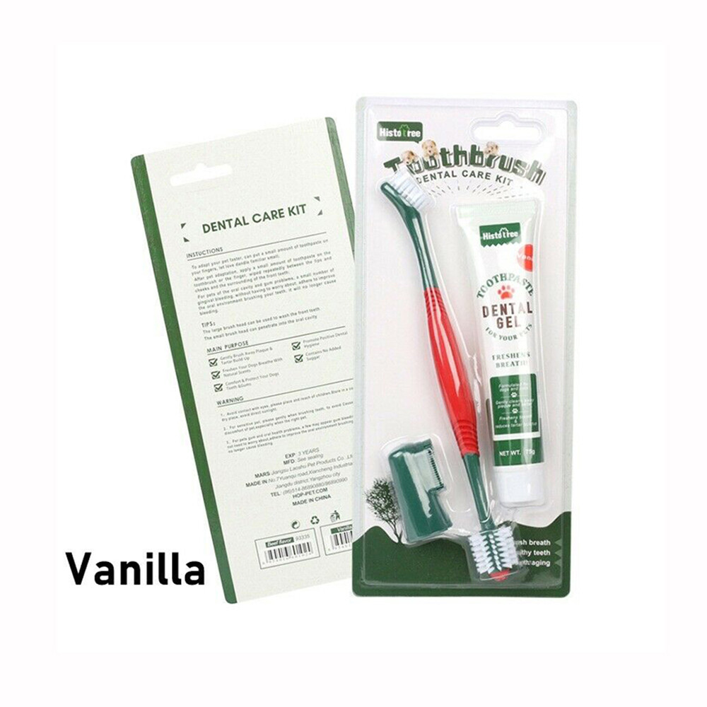 Pet Toothbrush Toothpaste Kit Finger Brush Clean Teeth Mouth Dental ...