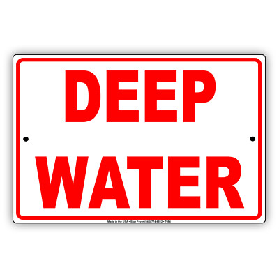 Deep Water Pool & Beach Danger Alert Novelty Wall Art Decor Aluminum ...