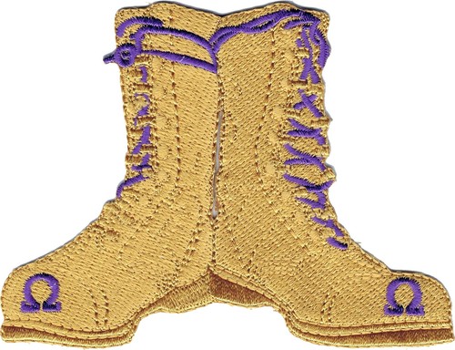 Omega Psi Phi Gold Boots Iron-On Patch [Gold - 4"] | eBay