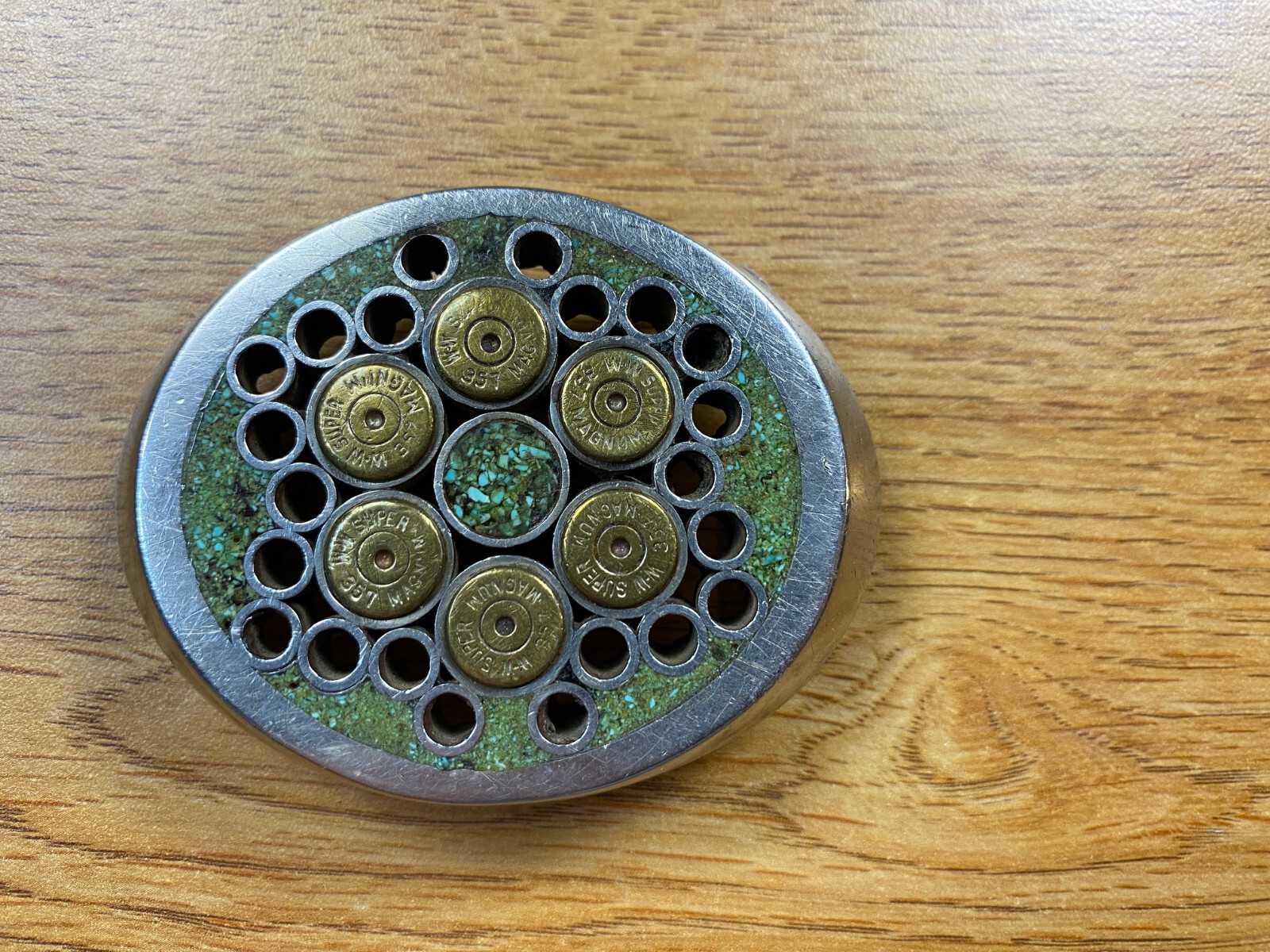 Vintage Super 357 Magnum Revolver Cylinder Belt Buckle - Gem