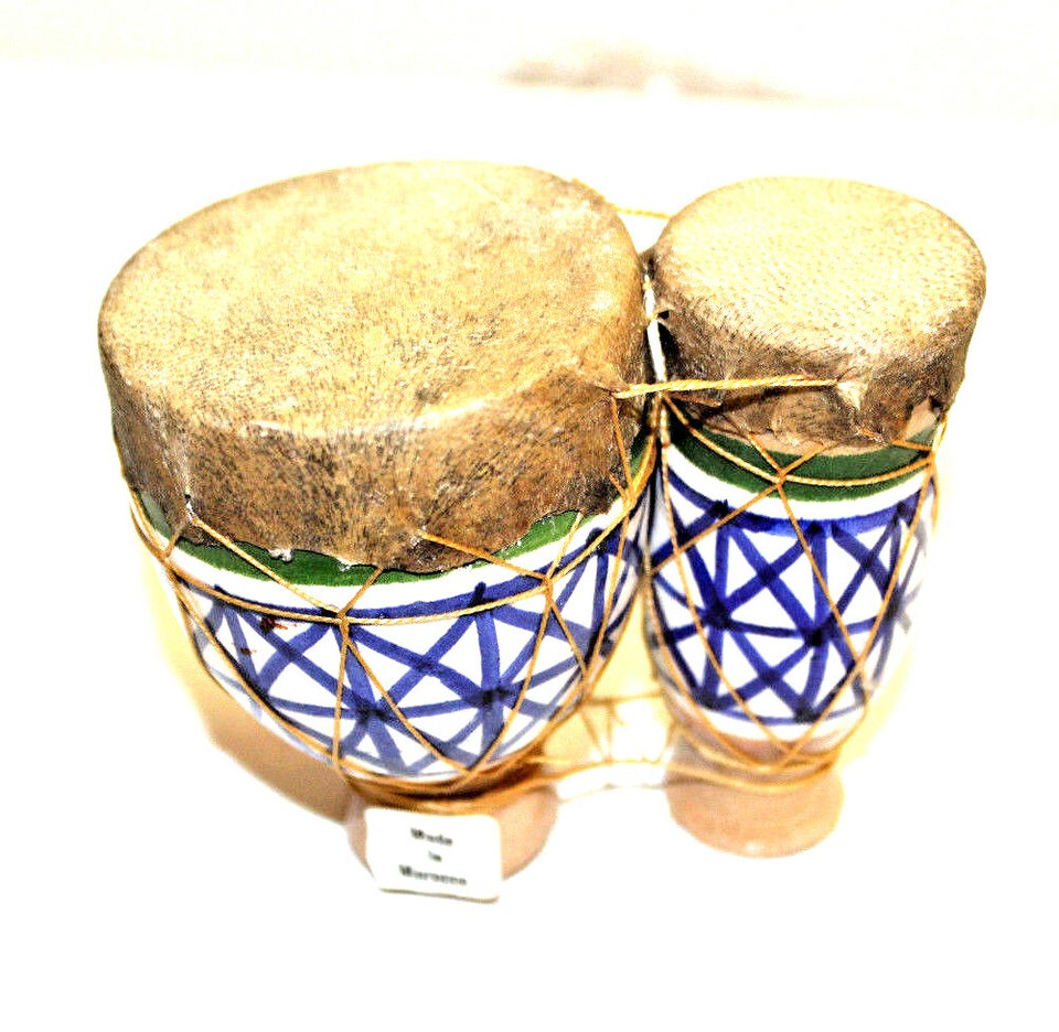 MINIATURE Drum Moroccan Authentic Bongos Handmade Percussion INSTRUMENT ...