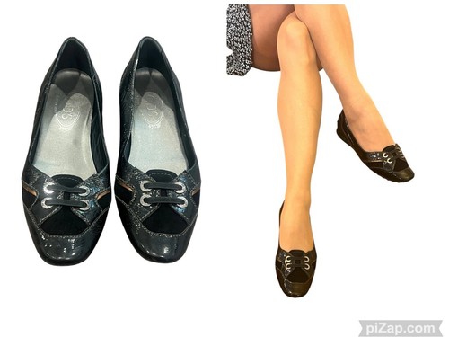 Vintage Women's Tod's Black Suede/Patent Leather Driving Ballet Flats ...