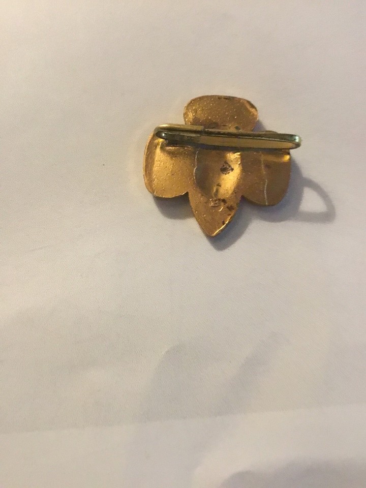 Girl Scout Pin Back Gold Eagle Shield Lapel Vintage TriFoil | eBay