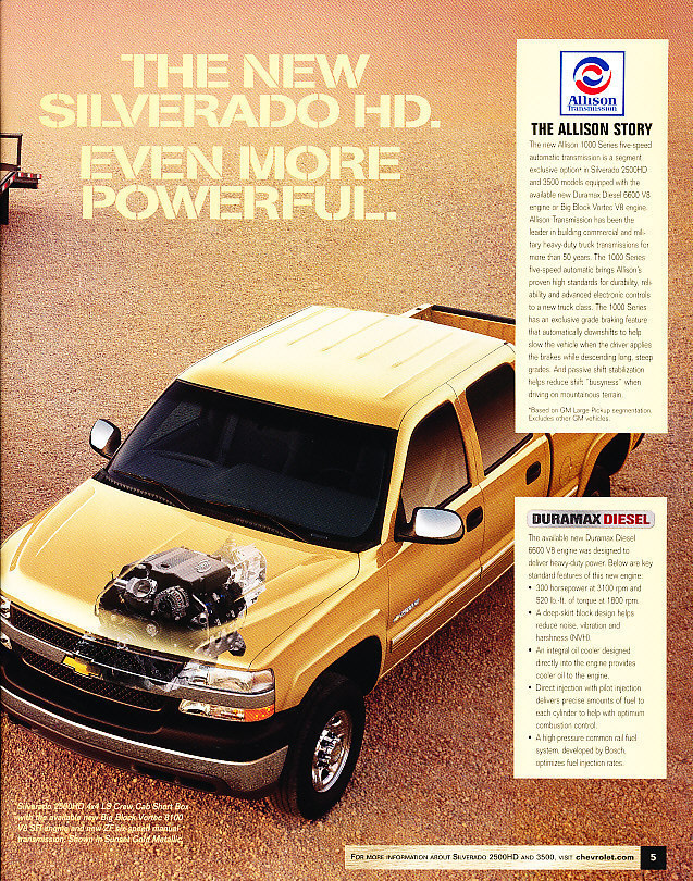 2001 Chevrolet Silverado 2500 HD 3500 Heavy Duty 12-page Truck Brochure ...