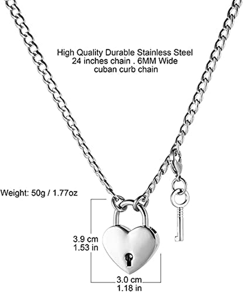 Lover Heart Padlock Necklace Padlock Collar Choker for Men Women with ...