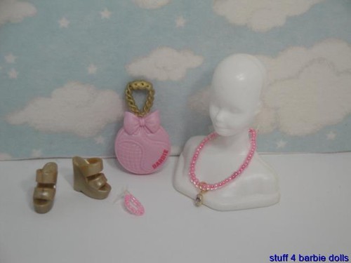 Barbie Doll Fashion Mattel Accessories-Slides Shoes, Purse, Necklace ...
