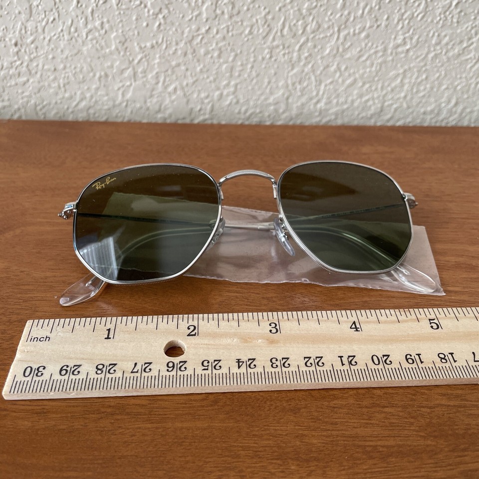 Ray-Ban RB3548N 001 51-21 Gold Hexagonal Sunglasses with Green ...