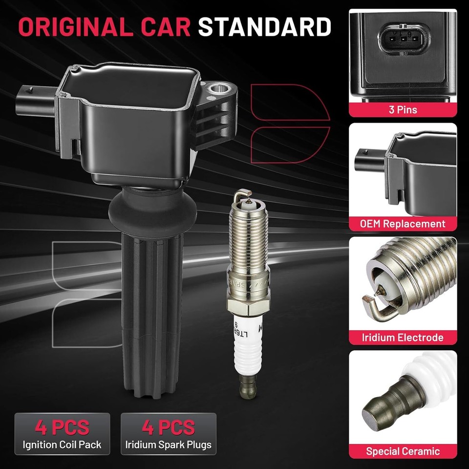 4Pcs Coils pack & Spark plugs For Ford Escape Fusion Taurus Focus ...