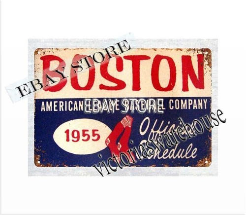 1955 BOSTON RED SOX A.L. SCHEDULE BOOKLET metal tin sign cool garage ...