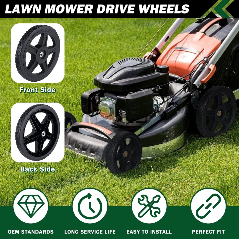2 Pack 14" Push Lawn Mower Wheels 2 Pcs 14 Inch Push Mower Wheels with ...