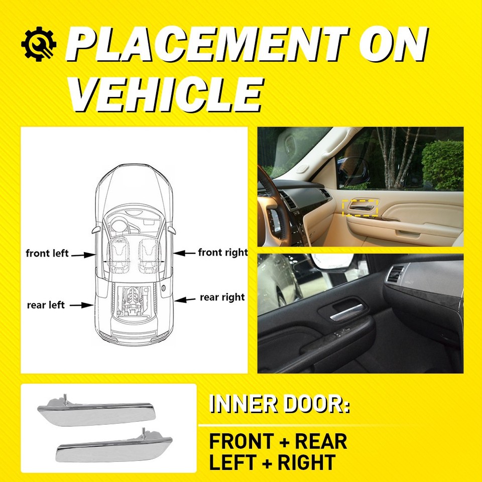 Set of 4 Chrome Inside Door Handles For 2007-2014 Cadillac Escalade ESV ...