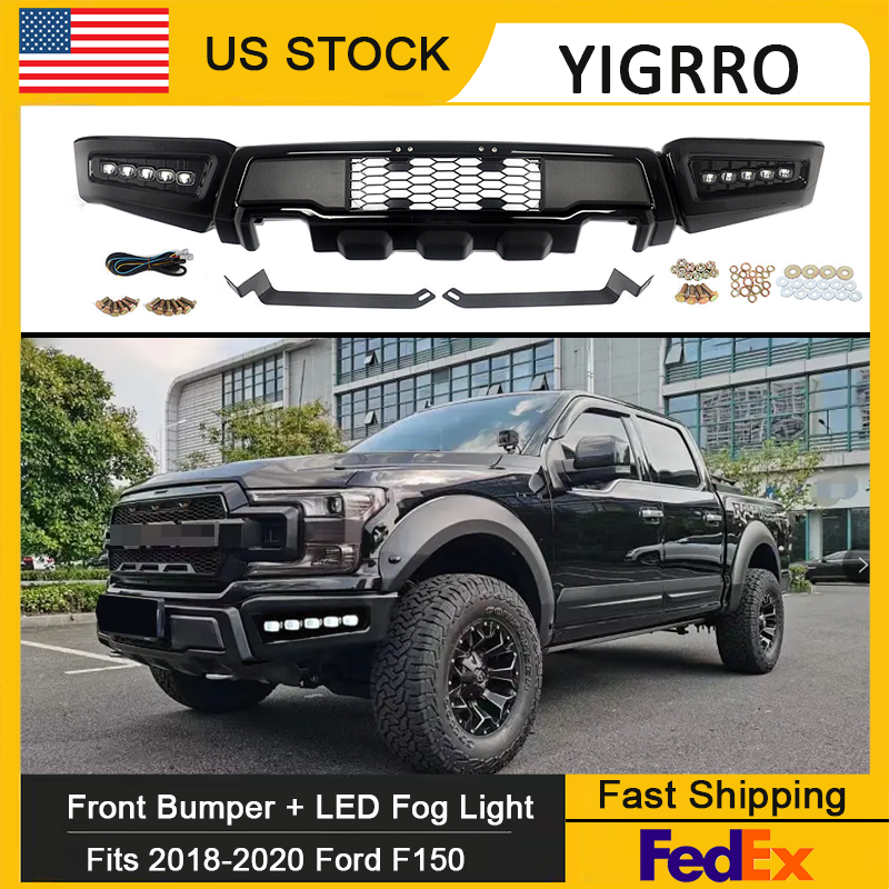 For 2018-2020 Ford F150 Steel Black Front Bumper Assembly W/LED Fog ...
