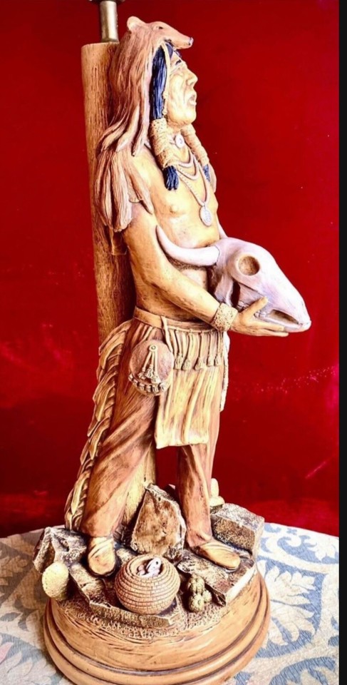 Rare Collectible Accent Lamp native american sculpture by apsit ...