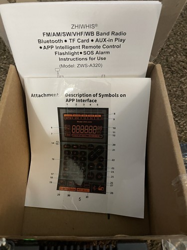 ZWS-A320 Radio With App Control, AirAM/FM/VHF/ShorWave/WB/Rechargeabl ...