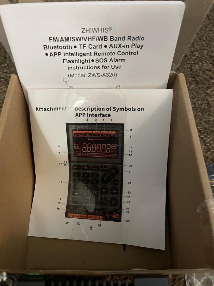 ZWS-A320 Radio With App Control, AirAM/FM/VHF/ShorWave/WB/Rechargeabl ...