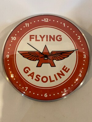 Vintage style FLYING A Gas and oil Round CLOCK 12 INCH NEW with GLASS ...