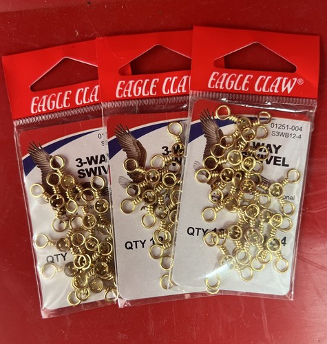 36 Pack Eagle Claw 01251-004 3-Way Fishing Swivel Size 4 Brass 36 Pack | eBay