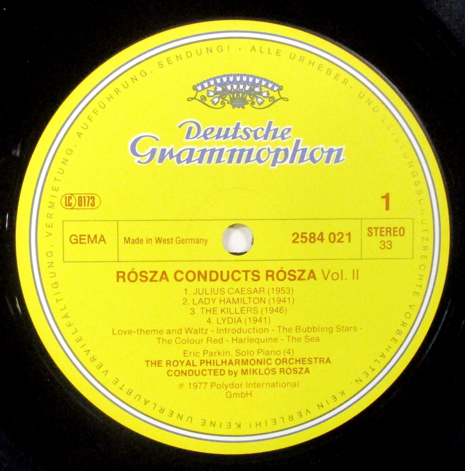 "Rozsa Conducts Rozsa" Volume 2 (1977) LP DG 2584 021 Miklos Rozsa ...