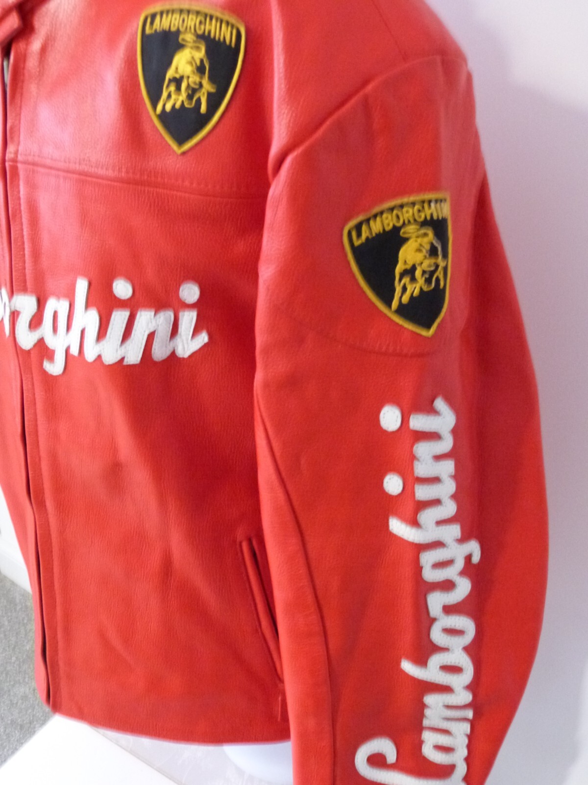 Lamborghini Red Leather Jacket XXL Motorsport Motorcycle Unisex | eBay