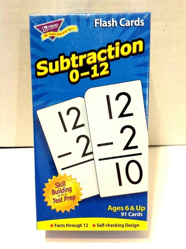 eTrend Flash Cards Skill Building And Test Prep 91 Cards Subtraction 0 ...