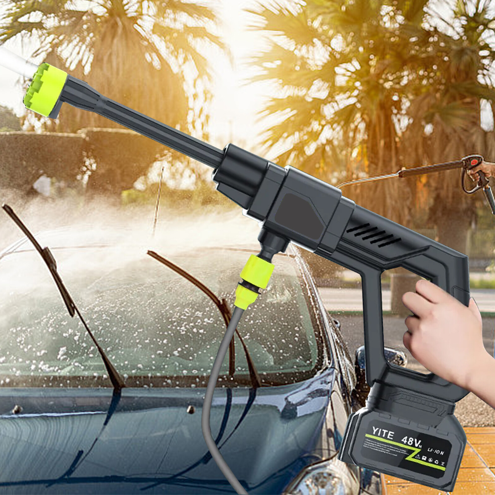 12000mAh Cordless Portable Car High Pressure Washer Jet Water Cleaner ...