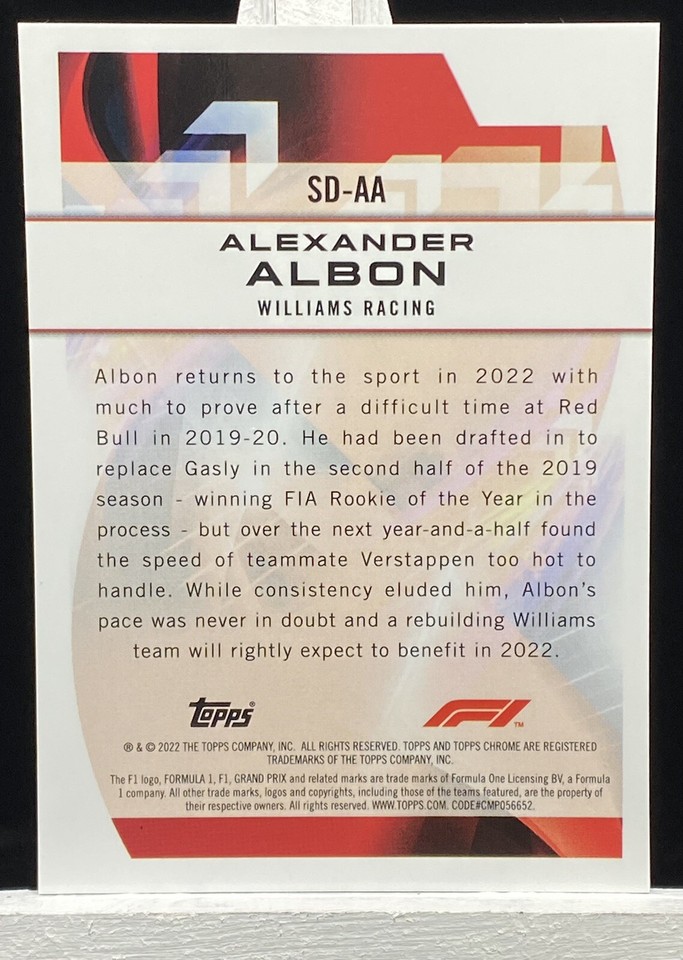 2022 Topps Chrome Formula 1 Alexander Albon Speed Demons #SD-AA I065 | eBay