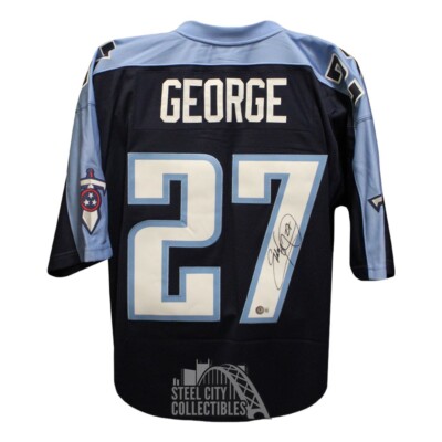 Eddie George Autographed Tennessee Mitchell & Ness Navy Football Jersey ...
