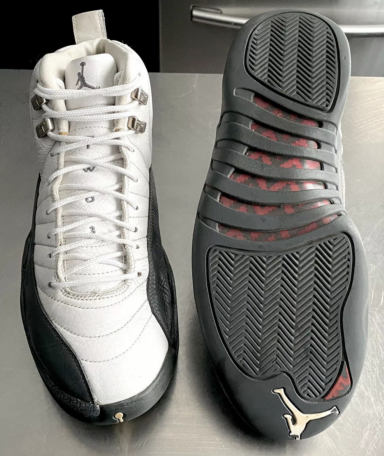 AIR JORDAN 12 XII RETRO SNEAKERS WHITE/FLINT-GREY MENS SIZE 10 [136001 ...