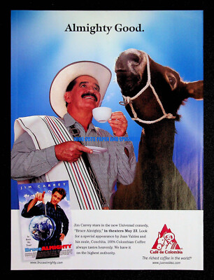 Bruce Almighty + Cafe de Columbia Coffee 2003 Print Magazine Ad Poster ...