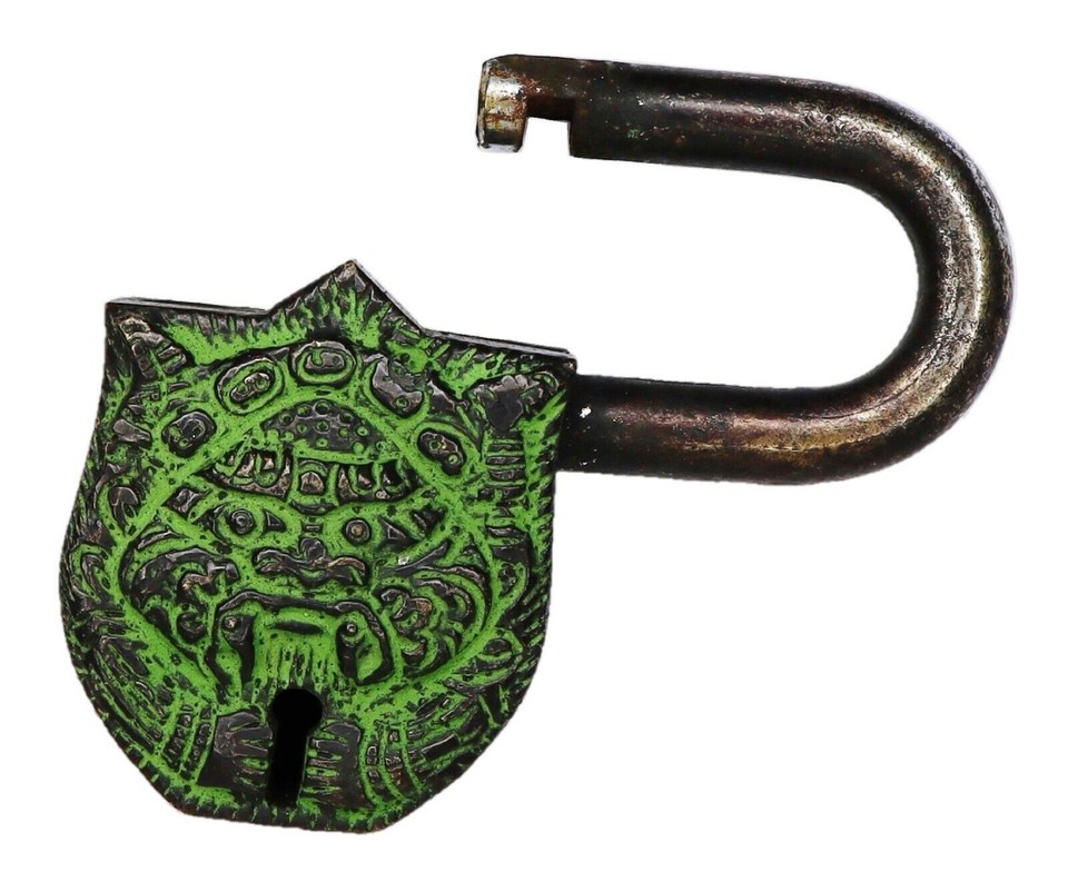 Devil Face Engraved Victorian Style Door Lock Handmade Brass Padlock ...