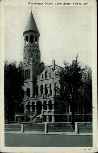 Salem Indiana Washington County Court House clock tower 1950s vintage ...