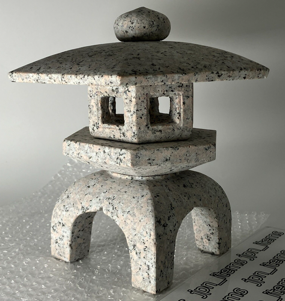 Pink Gray Stone Lantern Tourou Miniature Granite Japanese Garden ...