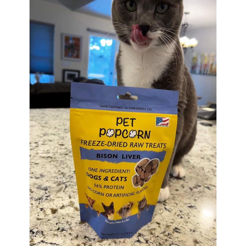 Pet Popcorn: Freeze-Dried Raw Treats - Bison Liver - 2.5oz Bag, Dog ...