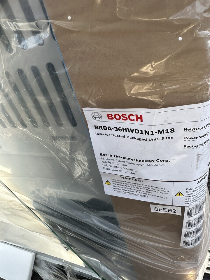 Bosch 3 Ton Package Unit BRBA-36HWD1N1-M18 , 18.5 SEER2, R410A Inverter ...