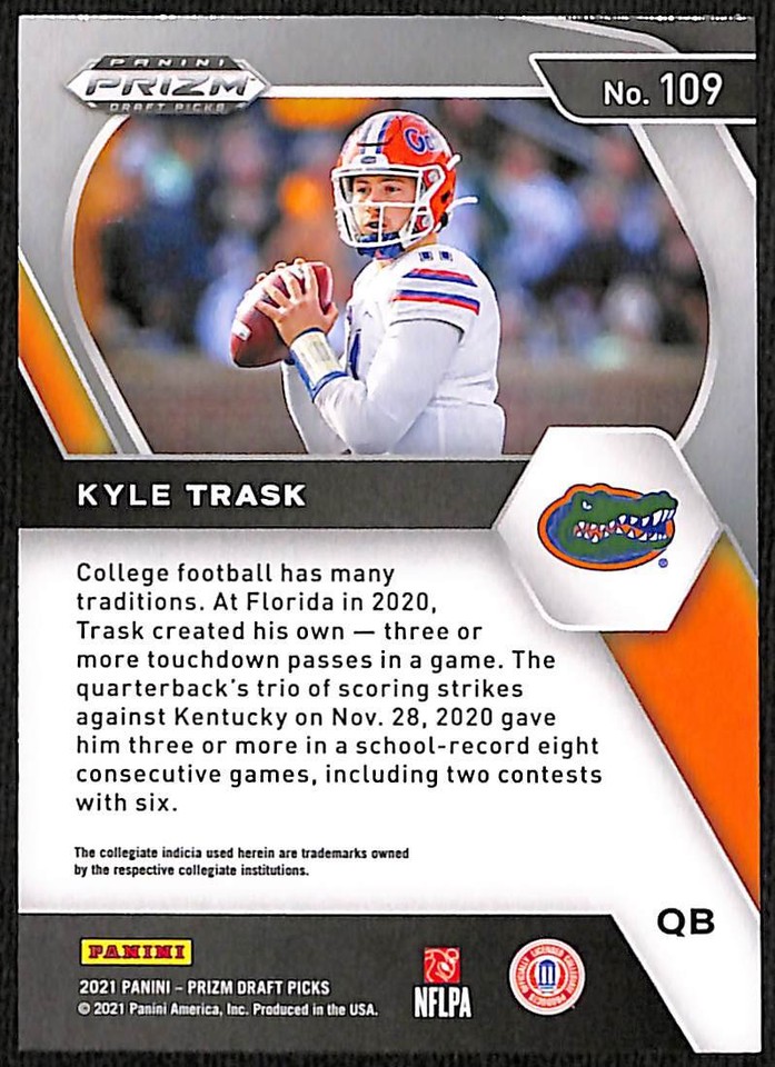 2021 Panini Prizm Draft Picks Kyle Trask #109 All American Florida ...