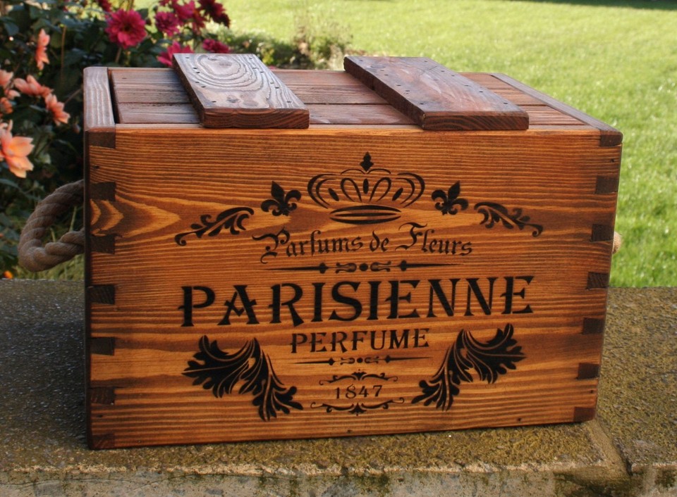 VINTAGE WOODEN RUSTIC STORAGE BOXES CHEST TRUG CRATE SHABBY PERSONALISE ...