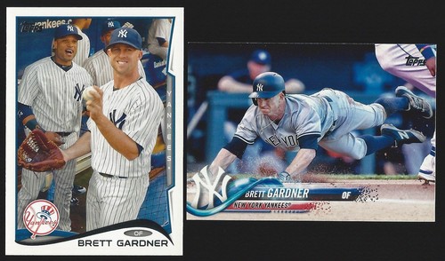Brett Gardner 2014 Topps #254 & 2018 Topps #204 Baseball Card - New ...