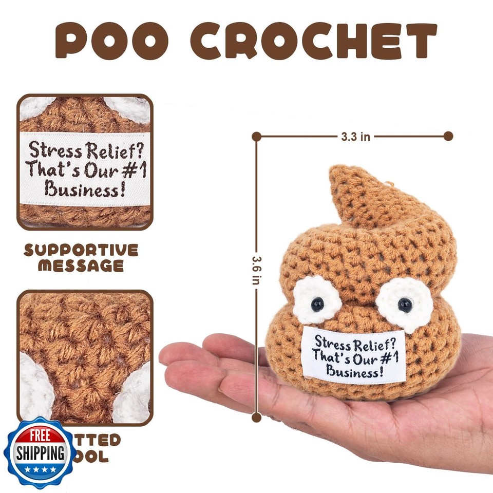 Positive Crochet Poop - Cute Stress Relief Toy - Poo Gag Gifts fo | eBay