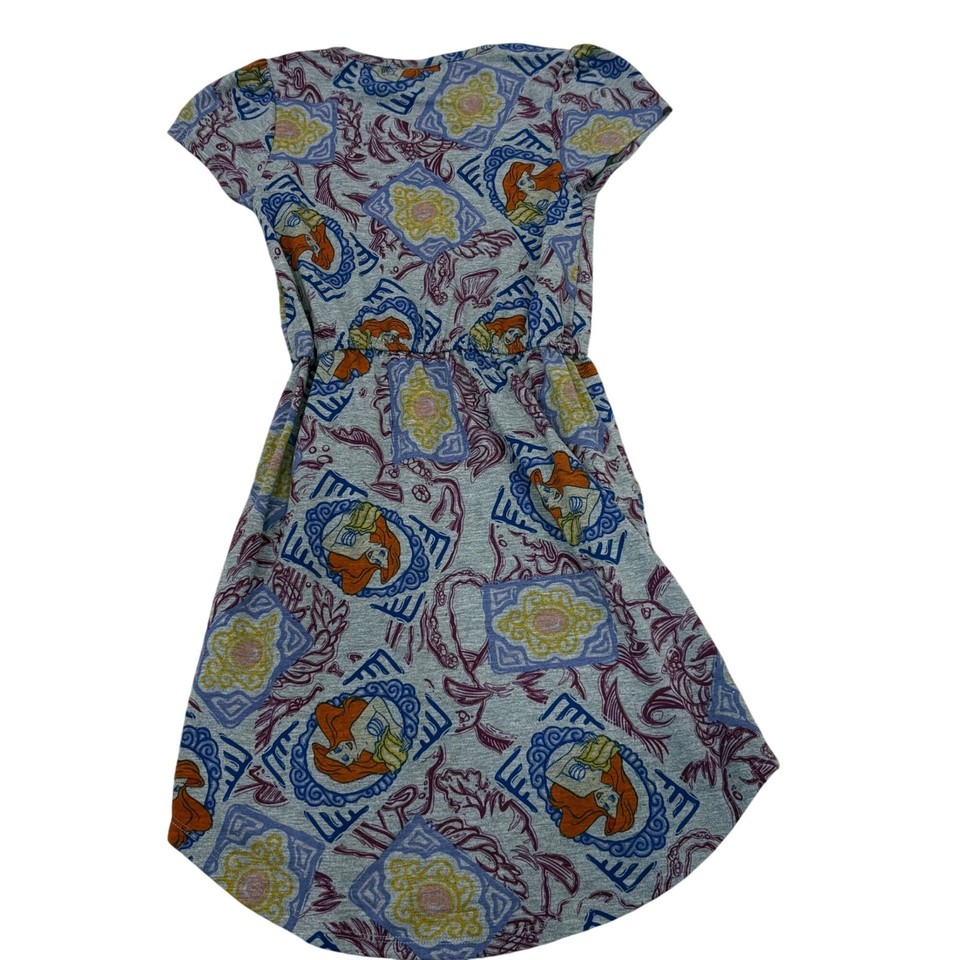 LuLaRoe Girls Mae Disney Princess Ariel Dress Size 8 Gray Short Sleeve ...