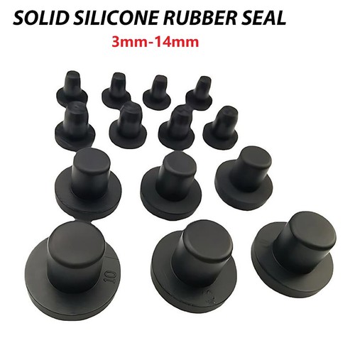 Black Hole Plug 3mm-14mm End Cap Round Solid Silicone Rubber Blanking ...