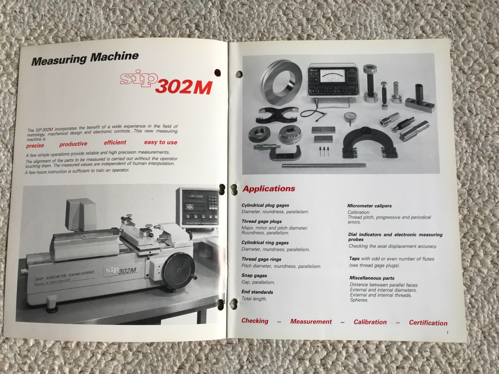 SIP 302M MEASURING CENTER MACHINE SALES CATALOG, SWISS MADE | eBay
