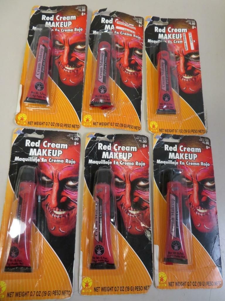 Lot of 6 Red Cream Makeup Halloween Costume Face Paint Rubie's 0.7 oz ...