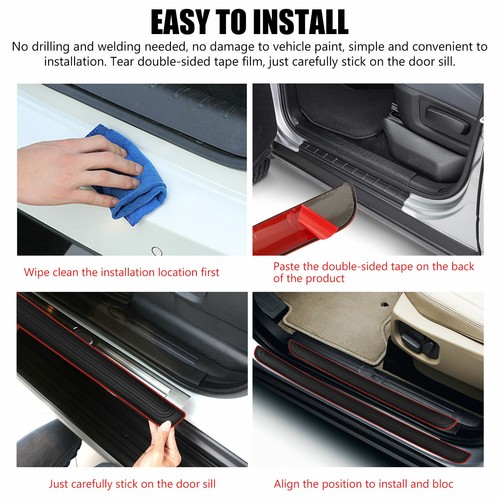 4pcs Black Rubber Universal Car Door Scuff Sill Cover Panel Step ...
