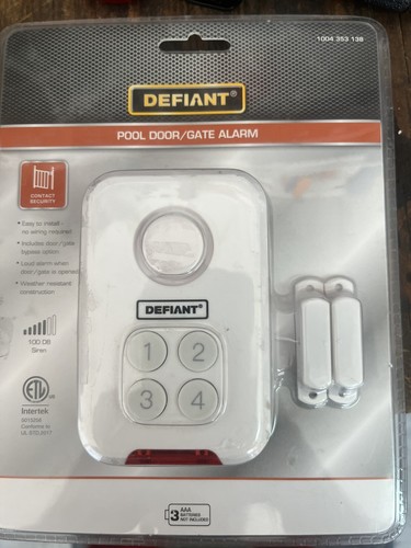 Defiant Wireless Swimming Pool Alarm Loud w Bypass Battery Operated THD ...