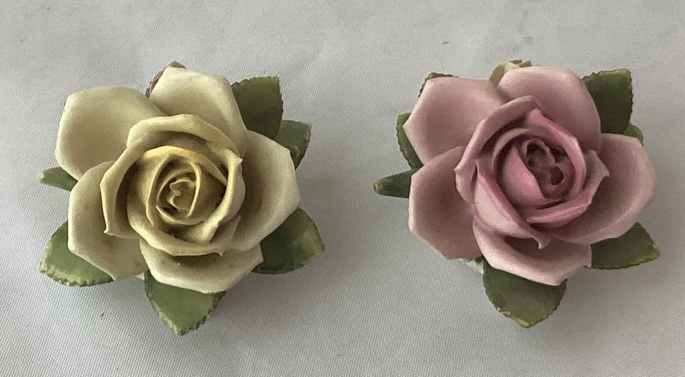 Pair Of Antique KSK Handarbeit Porcelain Roses, Made In Germany, 2 3/4 ...