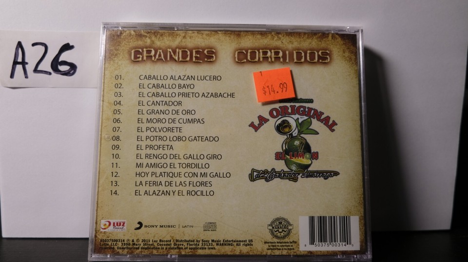 La Original Banda el Limon CD Grandes Corridos 14 s Rare CD NEW AND SEALED A26 850375003140| eBay