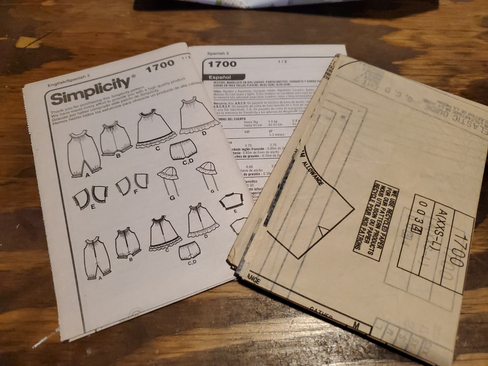 Simplicity 1700 A Sewing Pattern Baby Romper Dress And Hat Size XXS To ...