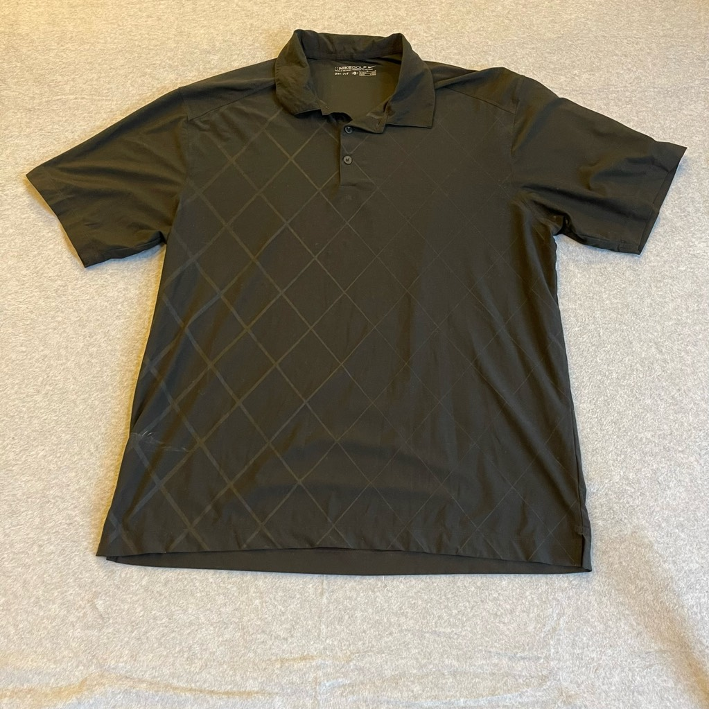 Nike Golf Mens Dri-Fit Polo Shirt Black Diamond Short Sleeve Swoosh ...