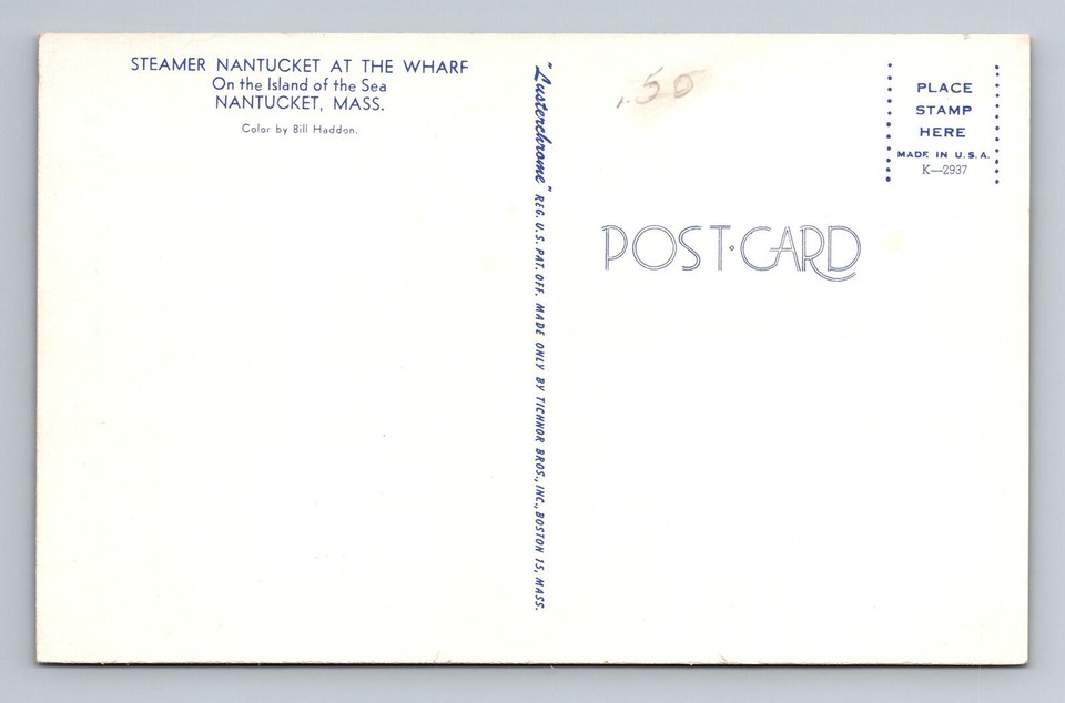 Nantucket MA- Massachusetts, Steamer Nantucket At The Wharf, Vintage ...