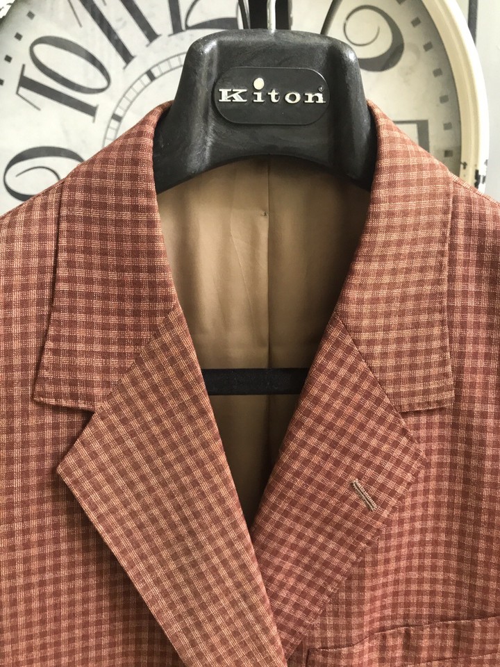 NEW DOMENICO SPANO Bespoke men's sport jacket coat two tone rust check ...